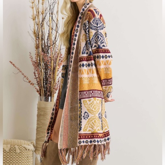 Sweaters | 42 New Firm Aztec Tribal Boho Western Ski Montana Cardigan ...